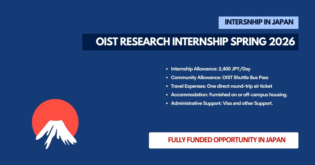 OIST Research Internship Spring 2026 in Japan | Fully Funded